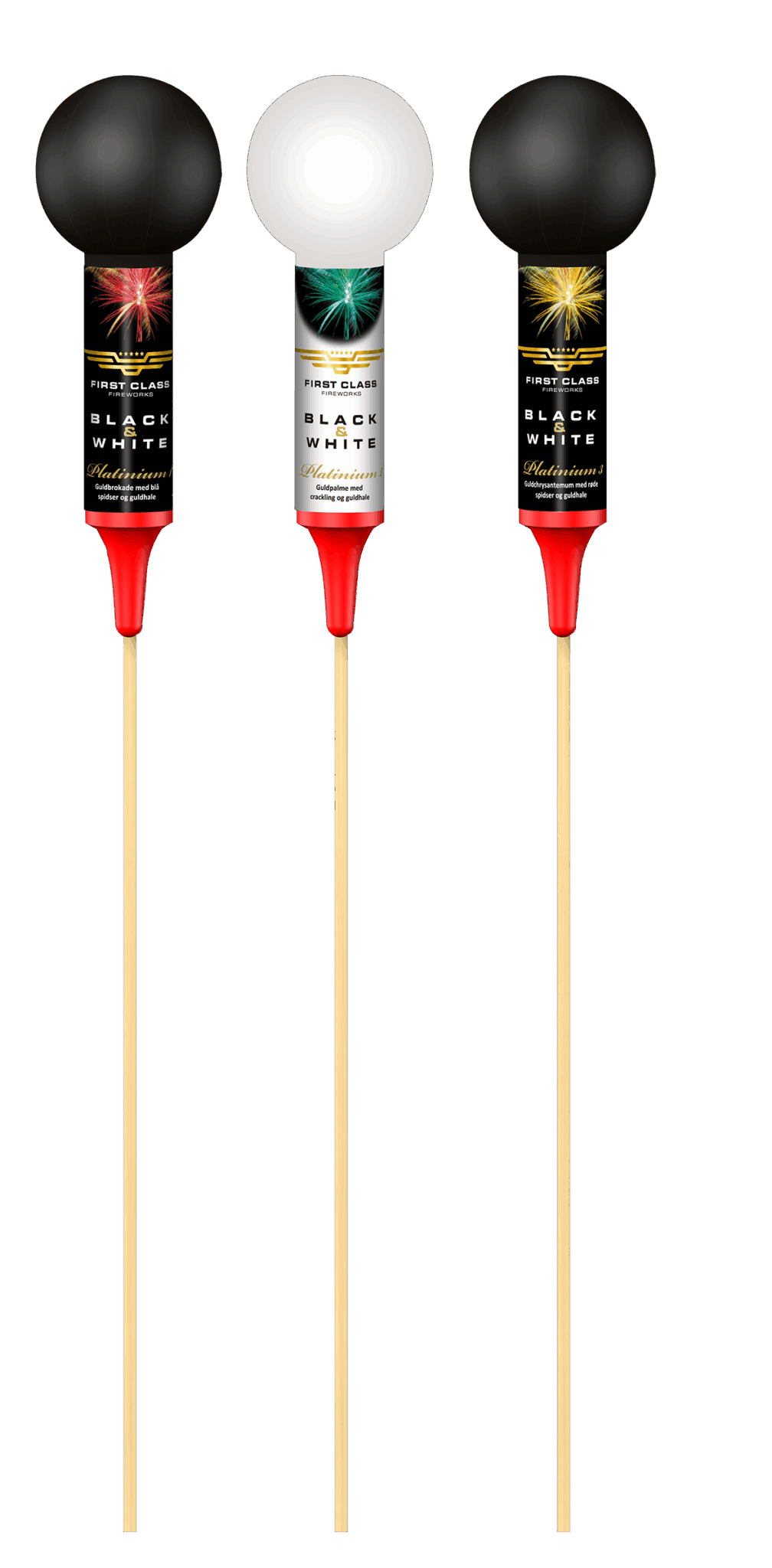 Platinium raketter 3 stk. - First Class Fireworks